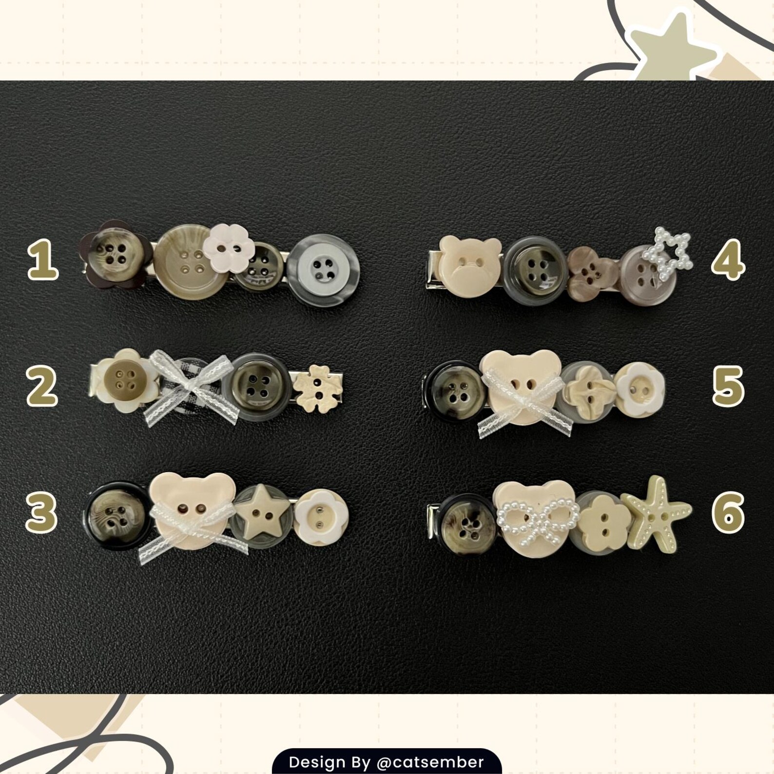 Handmade | Brown Button Hair Clips | Hair Accessories - Etsy