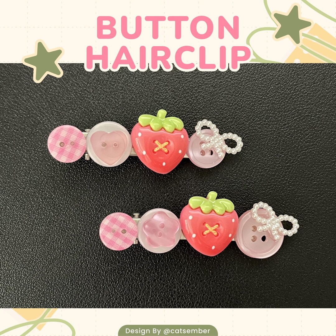 Handmade | PINK Button Hair Clips | Hair Accessories - Etsy