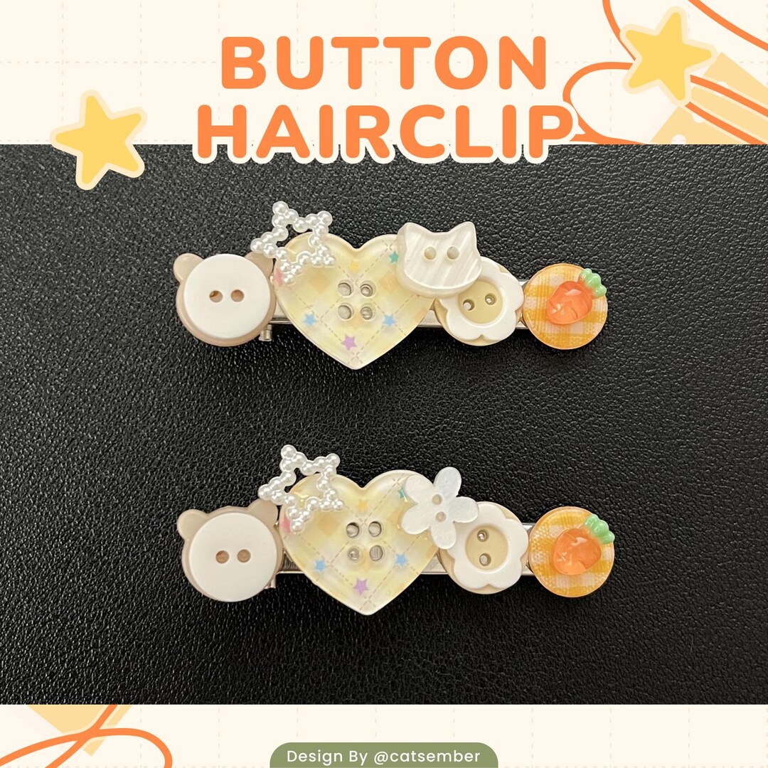 Handmade | Yellow Button Hair Clips | Hair Accessories - Etsy