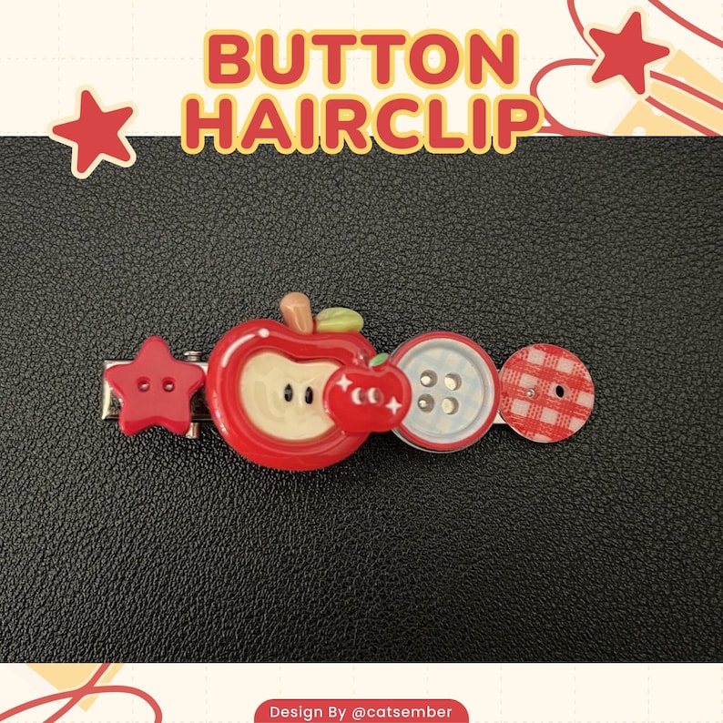 Handmande | Apple Button Hair Clips | Hair Accessories - Etsy UK