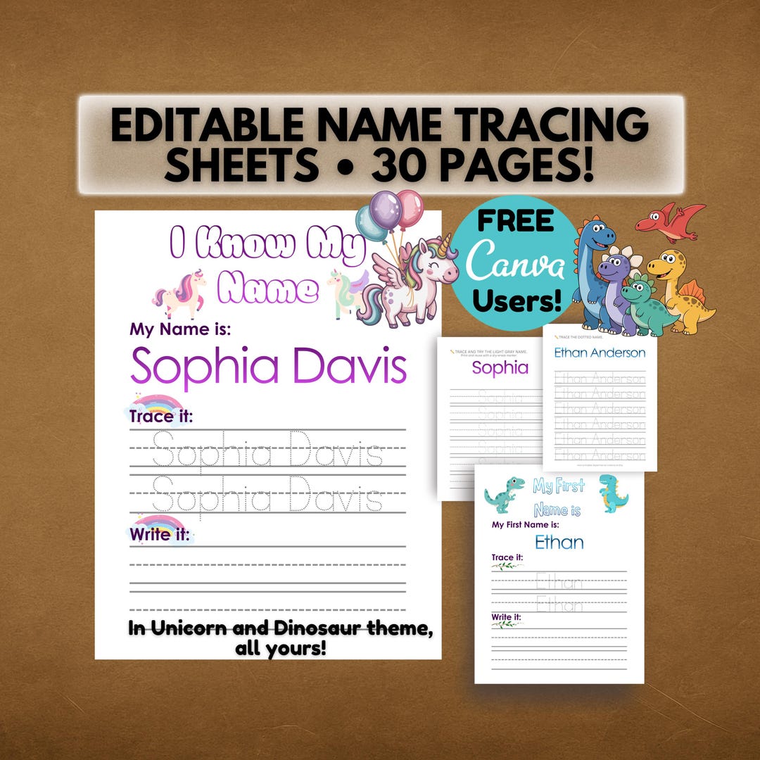 Editable Name Tracing Worksheet | First & Last Name Practice ...