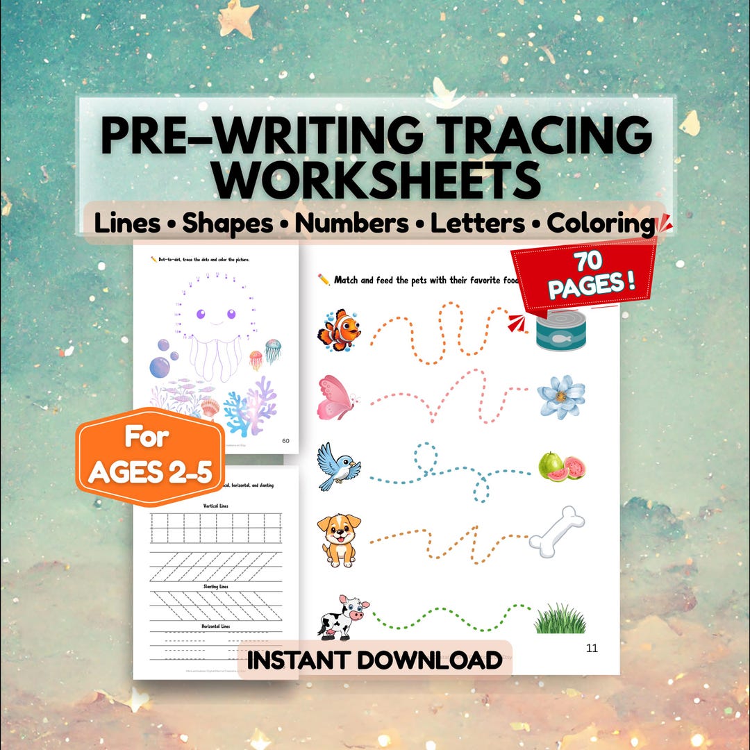 Pre-writing Tracing Worksheets—kinder • Lines, Shape, Numbers ...