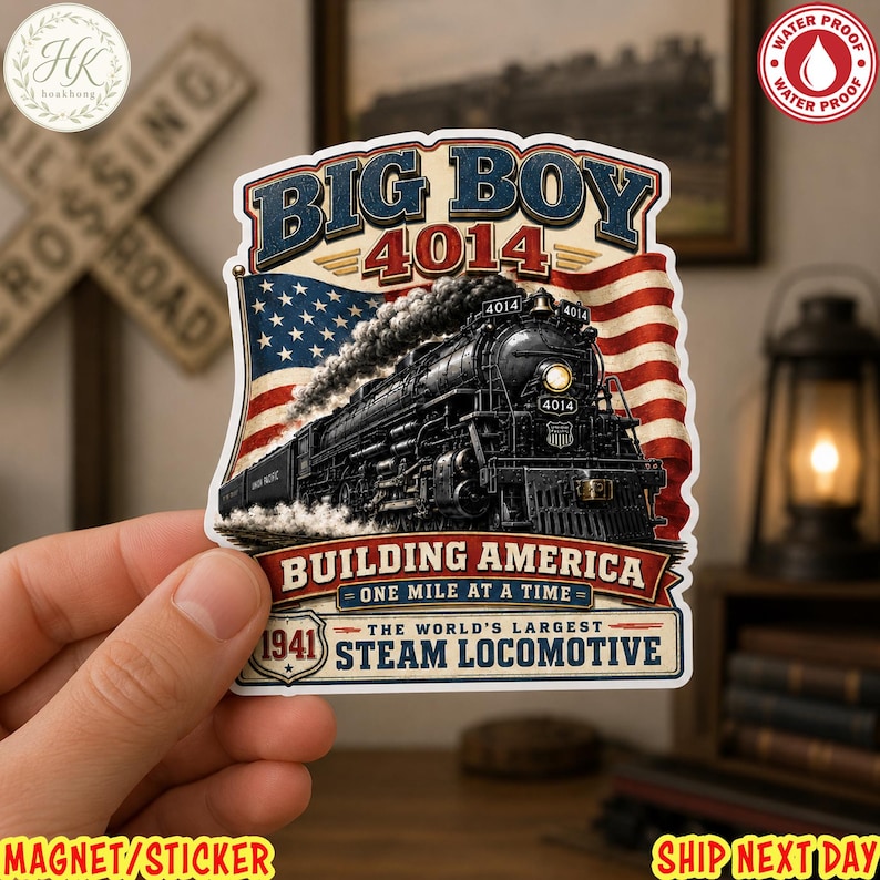 Big Boy 4014 Sticker, Vintage Steam Train Decal, 4th of July American ...