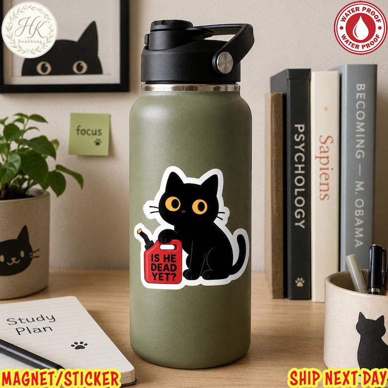 Is He Dead yet Sticker, Funny Anti Trump Vinyl Decal, Black Cat Car ...