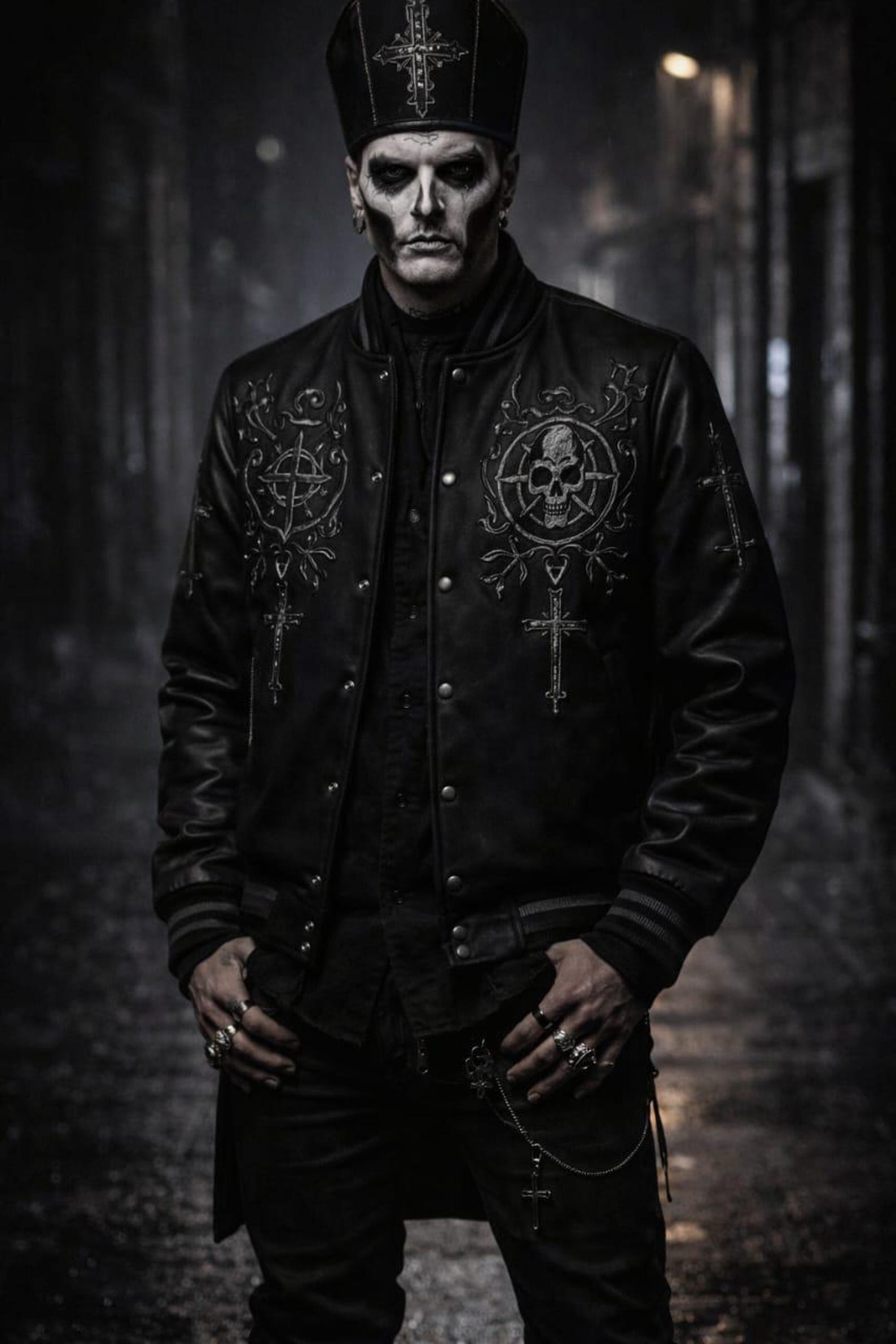 Gothic Varsity Jacket – Faux Leather Occult Streetwear Coat - Etsy