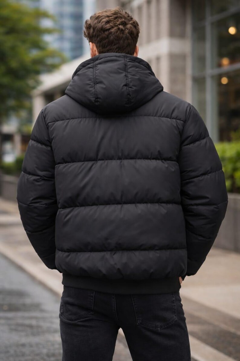 Men’s Hooded Puffer Jacket – Lightweight Quilted Polyester Coat - Etsy