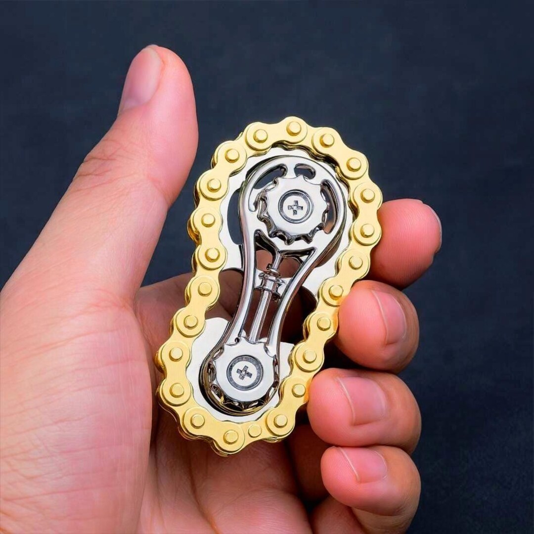 Flywheel Gear Fidget Spinner – Metal Bike Chain EDC Anxiety Relief Toy ...