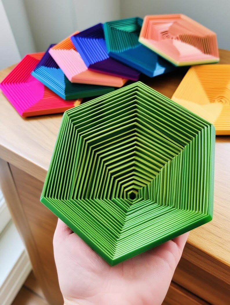 Hexagonal 3D Printed Fidget Tower – Hypnotic Spinner for Visual & Sound ...