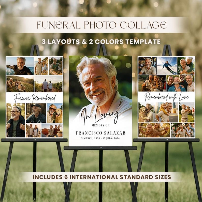 Funeral Photo Collage Sign Template – Celebration of Life Memorial ...