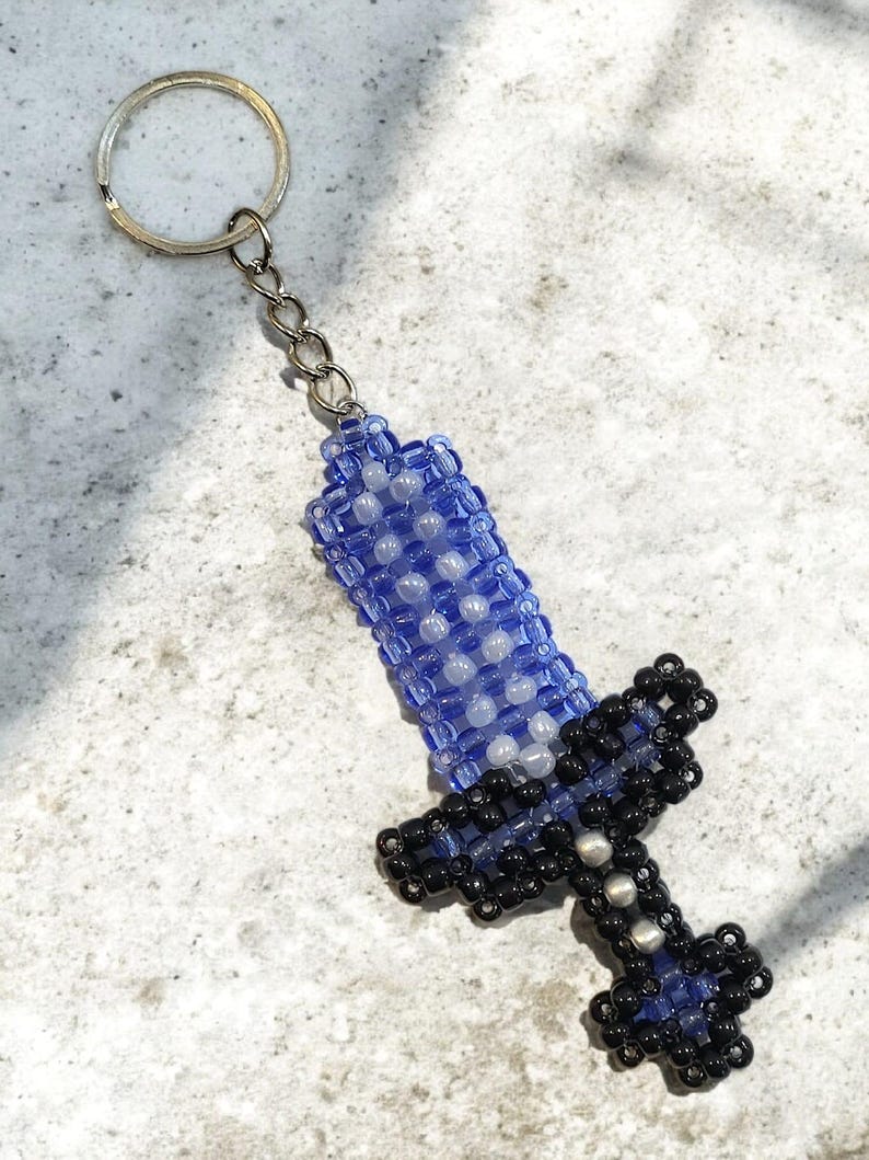3D Minecraft Inspired Sword Pickaxe Axe Keychain – Handmade Beaded ...