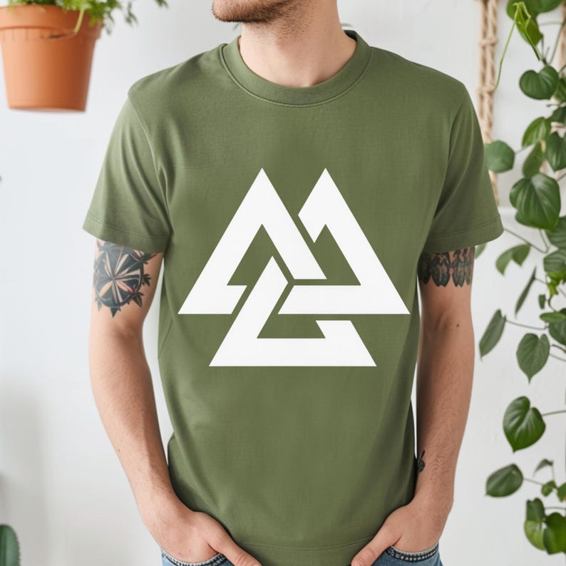 Valknut Symbol Shirt | Norse Mythology Triangle Emblem | Odin Symbol ...