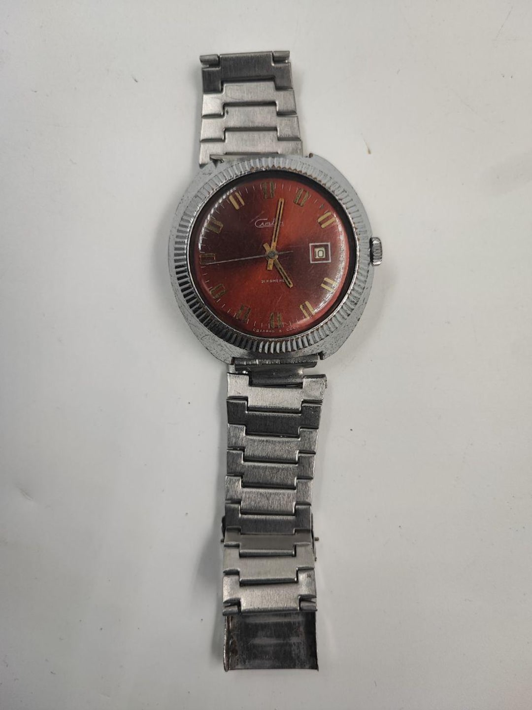 USSR Moonface Date Watch Slava 21 Ruby Stones and Self-winding + USSR ...