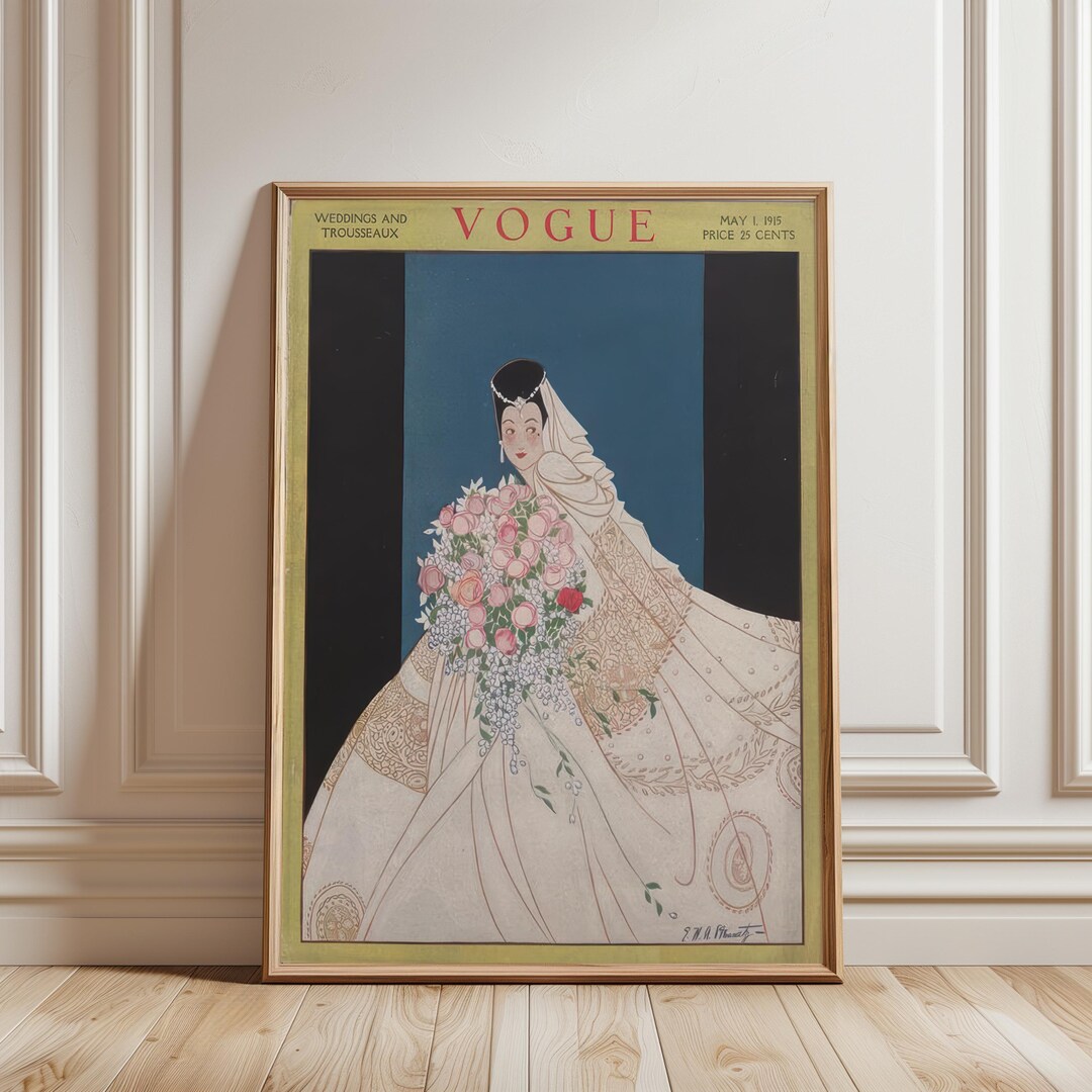 1915 Vogue Wedding Gown Illustration, Art Nouveau Bridal Fashion ...