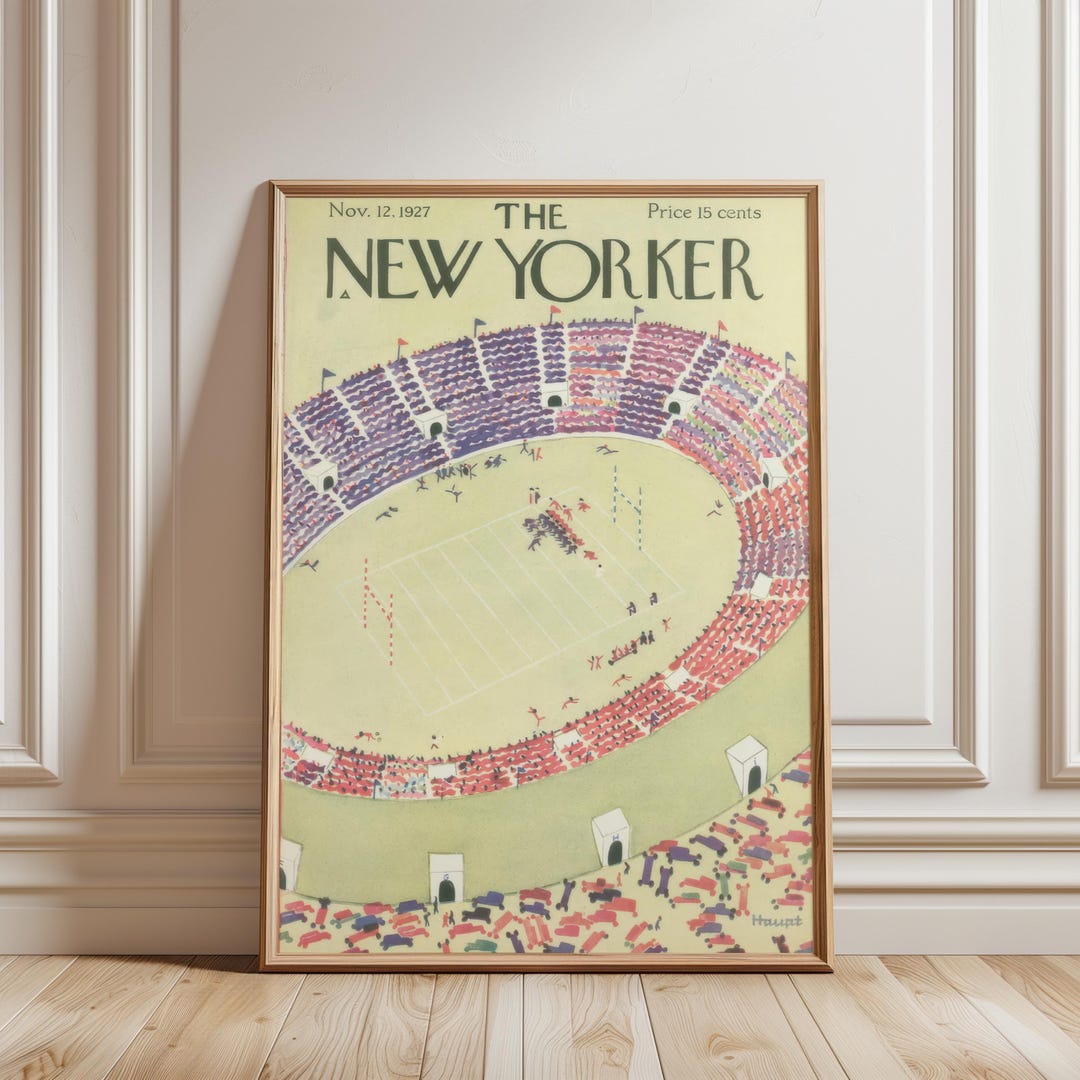 1927 New Yorker Football Stadium Print, Jazz Age Illustration (digital ...