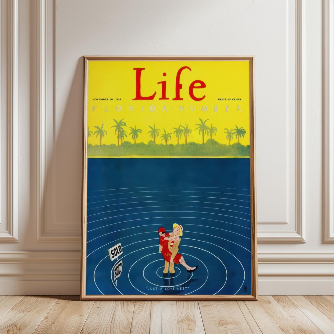 Life 1925 Vintage Poster – Florida Illustration – Retro Beach Romance ...