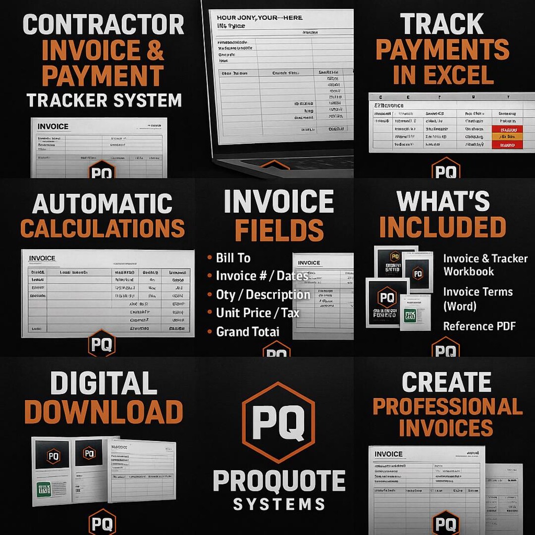 Contractor Invoice & Payment Tracker System | Excel Invoice Template ...