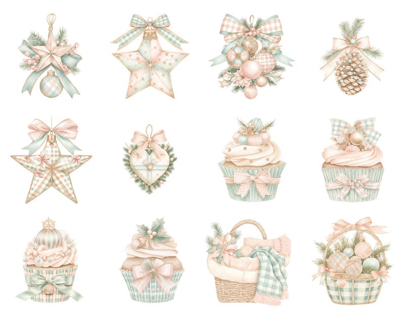 Watercolor Christmas Clipart Bundle, Holiday PNG Graphics (commercial ...