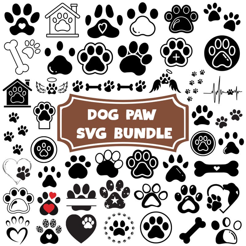 Dog Paw Svg - Etsy