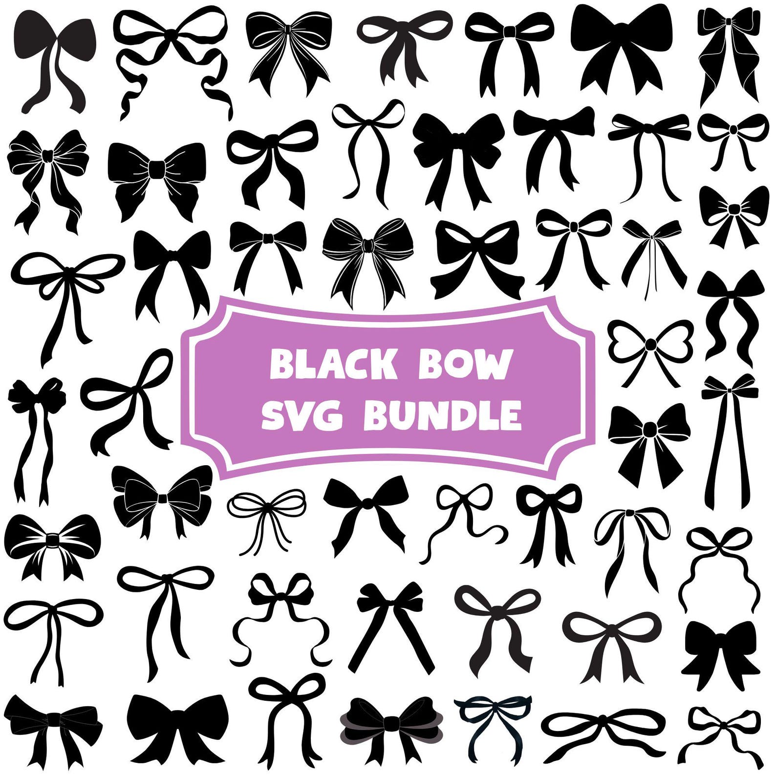 Black Bow SVG Bundle: Coquette Bow Tie Graphics (digital Download - Etsy