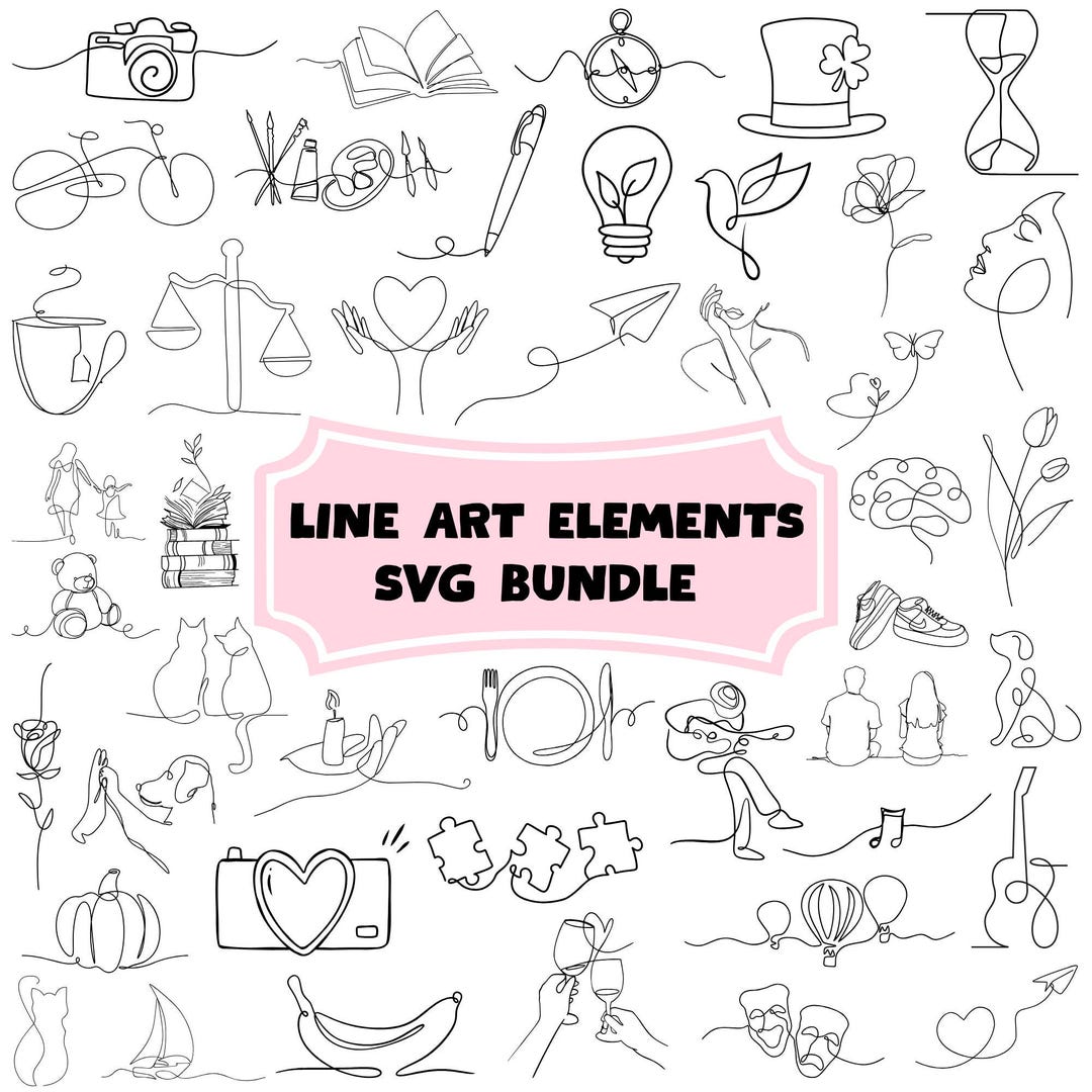 Line Art Elements Bundle: Handgezeichnete Doodles, Cricut Dateien ...