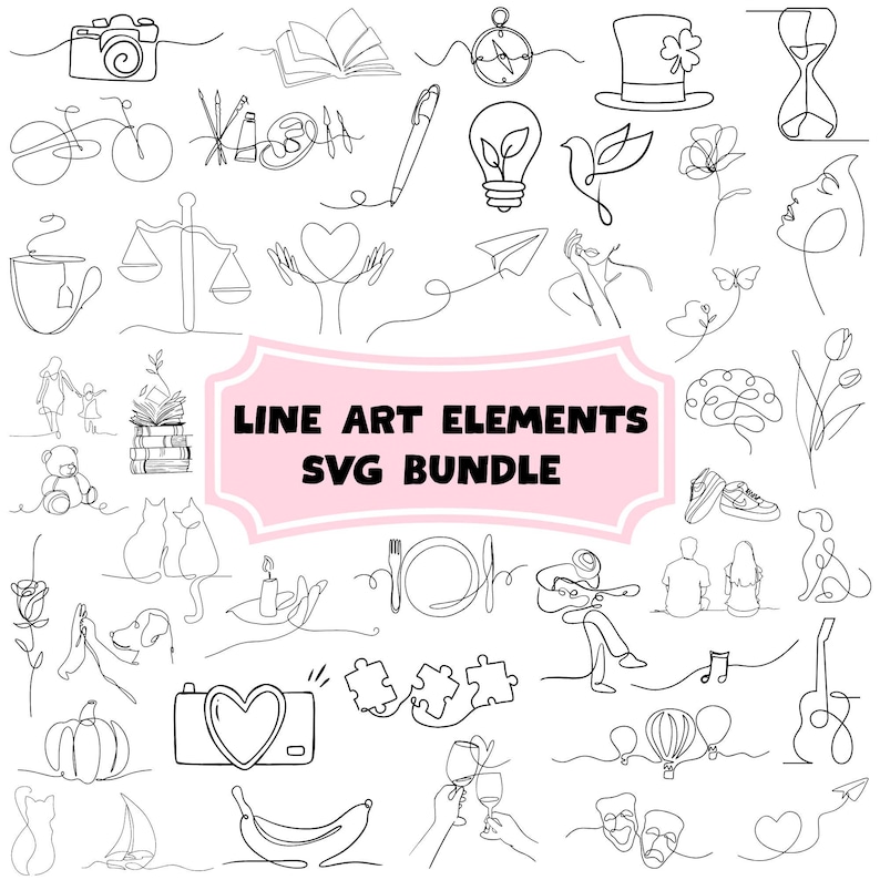 Line Art Elements Bundle: Handgezeichnete Doodles, Cricut Dateien ...
