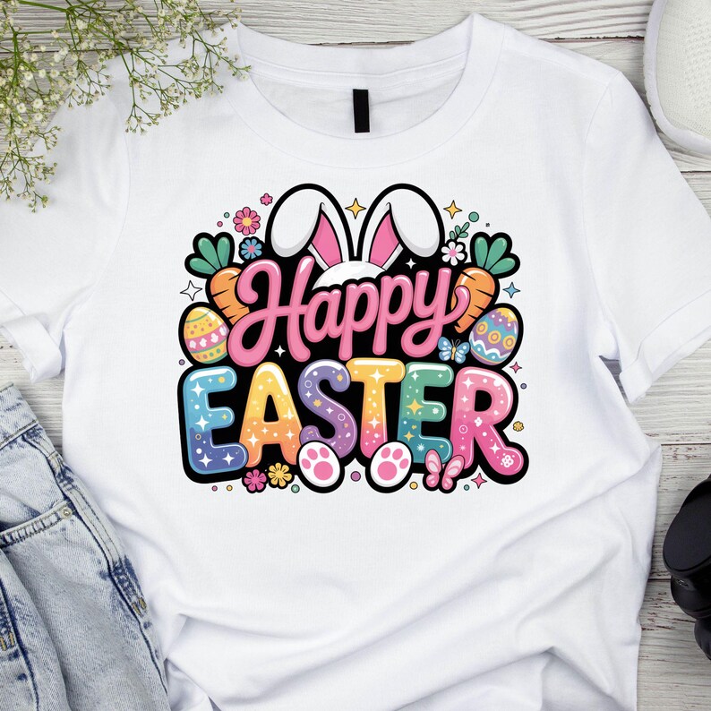 Electric Neon Bunny Ears Easter PNG, Spring Floral Clipart (digital ...