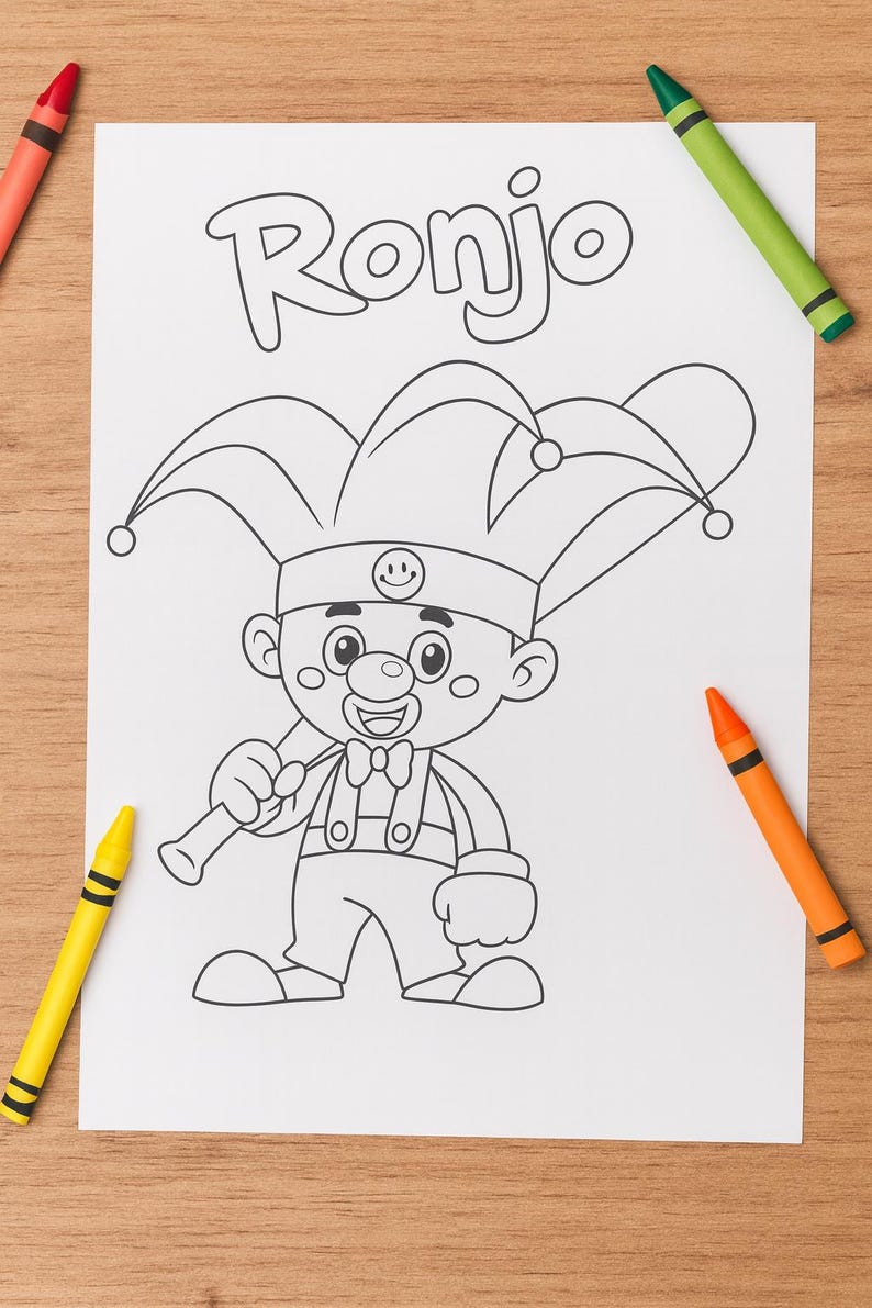Ronjo Coloring Page Cartoon Printable Fun Activity Sheet. Digital ...