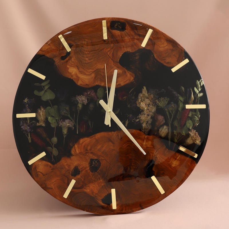 Real Flower Resin Clock - Etsy UK