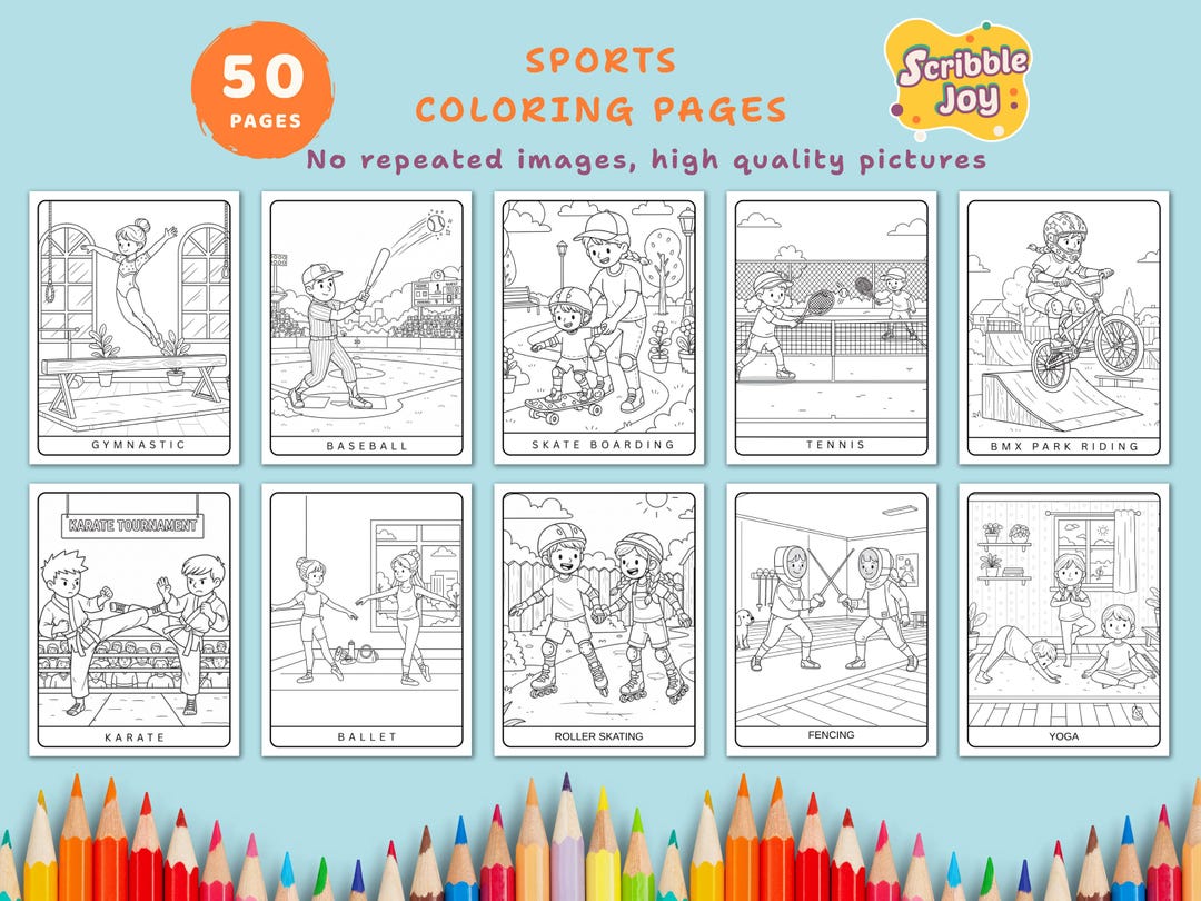 50 Sports Coloring Pages, Kids Athletic Activity Printables With Sport ...