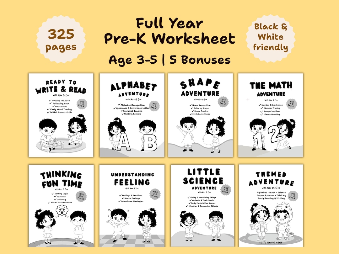 Pre-k Workbook, Full Year Curriculum, Ages 3-5 (digital Download) - Etsy