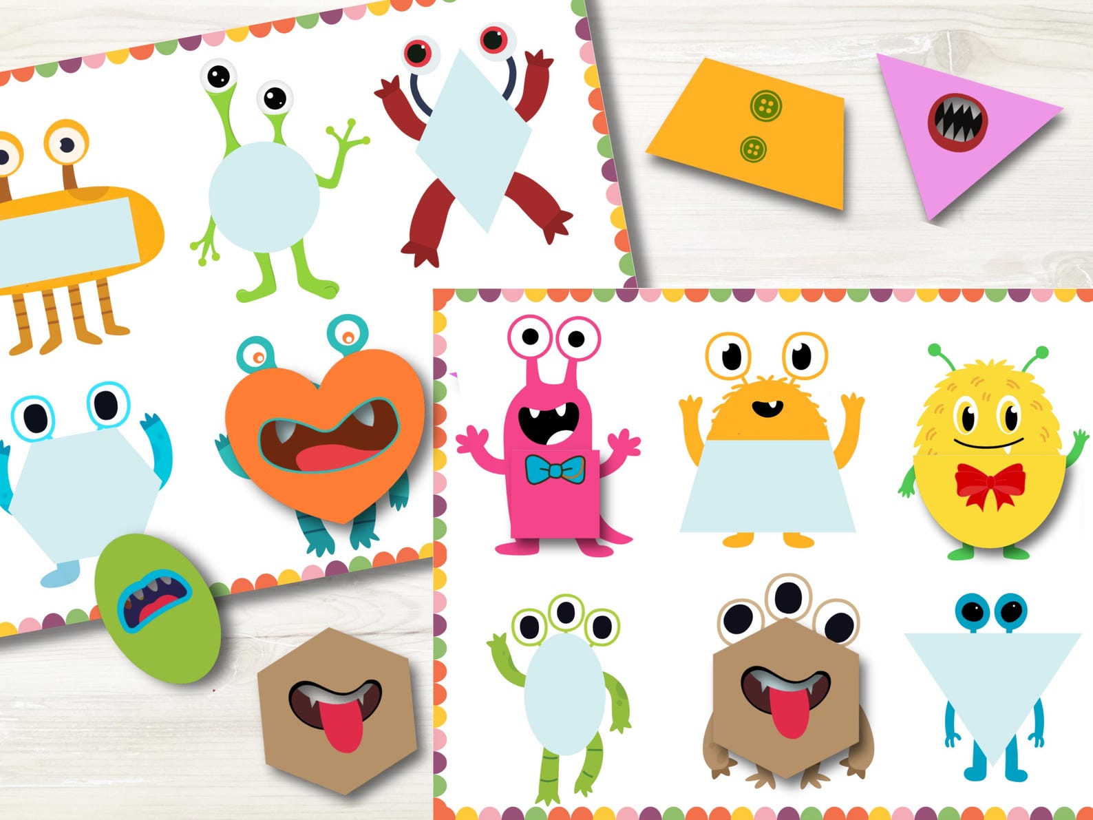 Monster Shape Matching Activity for Preschool | Basic Shapes Learning ...