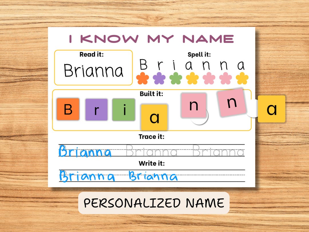 Personalized Name Learning Playmat, I Know My Name Preschool Activity ...