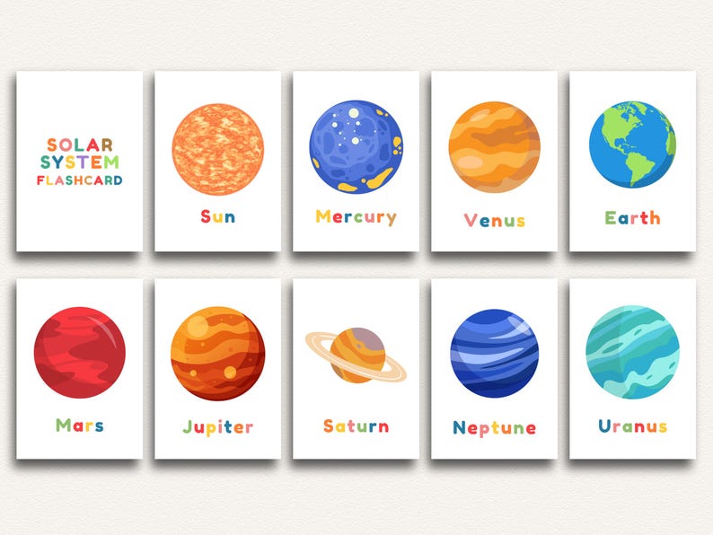 Solar System Flashcards, Science for Kids Material, Homeschooling ...
