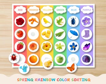 Spring Rainbow Color Sorting Activity for Preschool, Color Matching ...