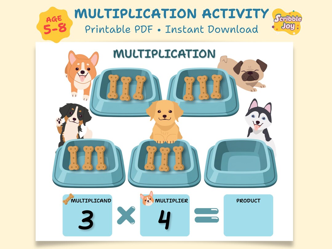 Multiplication Activity for Kids, Hands-on Math Homeschool Printable ...
