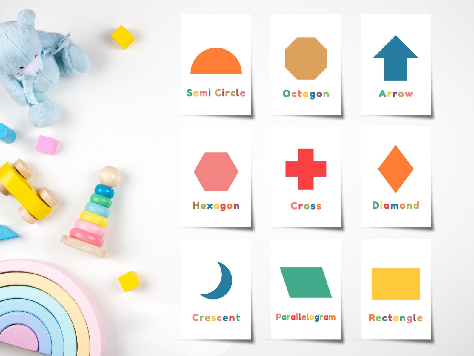 Shapes Flash Cards, Printable Flashcards, Toddler Flashcard, Preschool ...