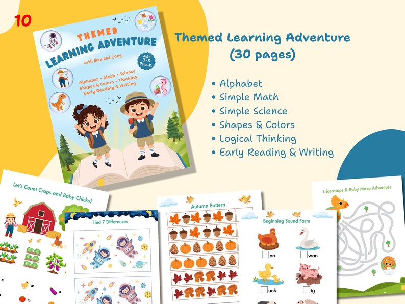 Pre-k Full Year Worksheet Bundle, Printable Pre-school Learning Tools ...