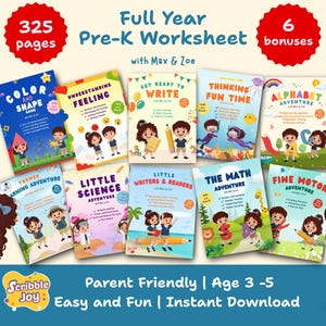 Pre-k Full Year Worksheet Bundle, Printable Pre-school Learning Tools ...
