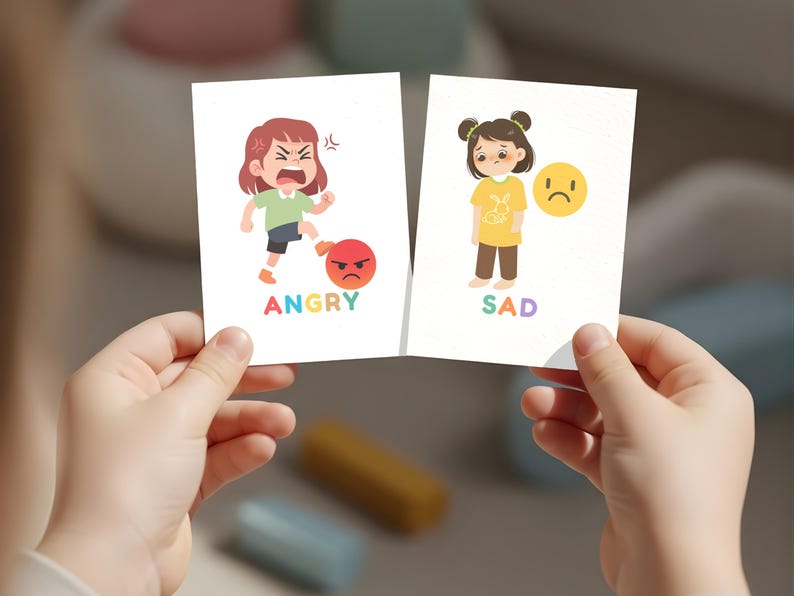 Emotion Flashcards for Kids, Preschool Feelings Cards, Toddler Social ...