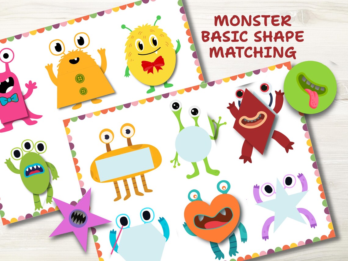 Monster Shape Matching Activity for Preschool | Basic Shapes Learning ...
