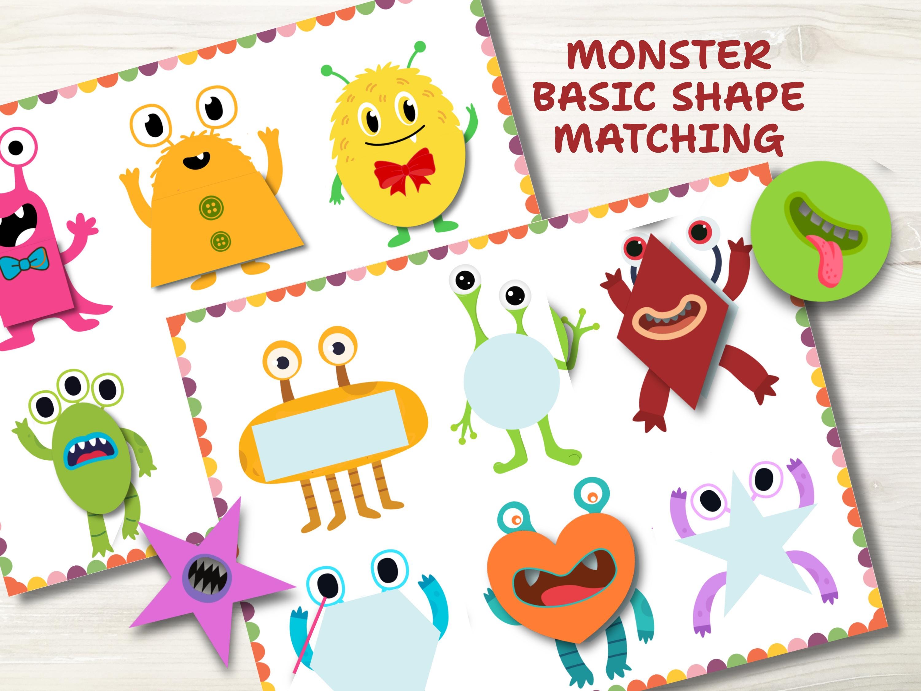 Monster Shape Matching Activity for Preschool | Basic Shapes Learning ...