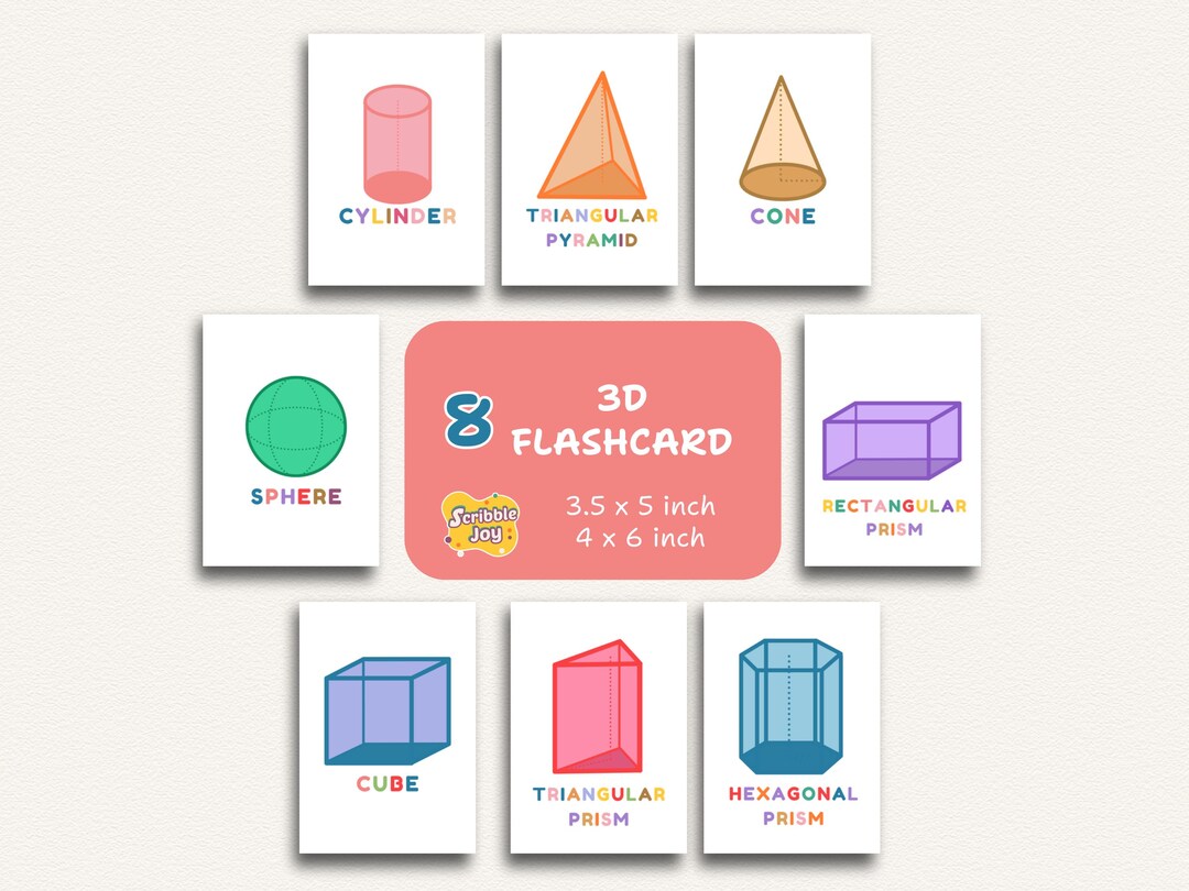 3D Flashcards for Preschool, Fun Shape Learning Cards for Kids, Early ...