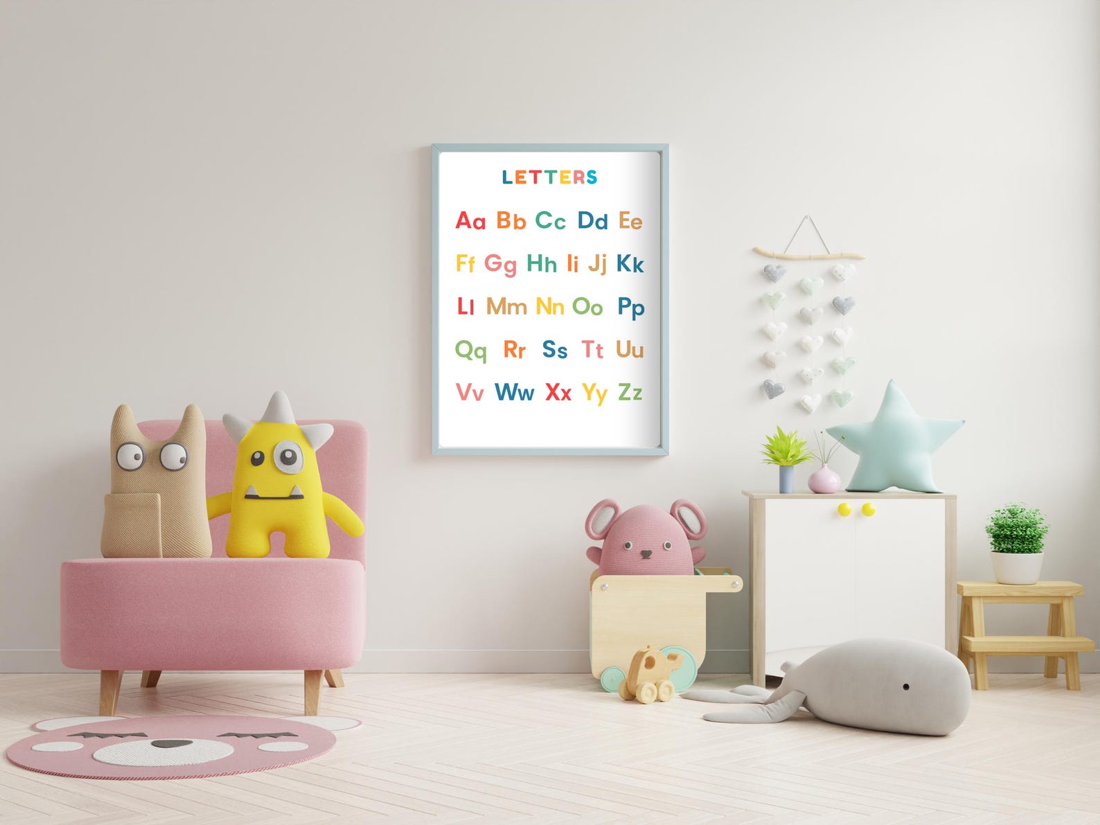 ABC Poster, Abcs Alphabet Wall Art, Boho Playroom Wall Decor, A-Z ...
