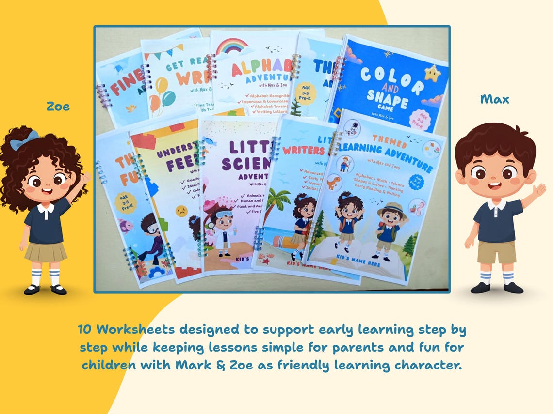 Pre-k Full Year Worksheet Bundle, Printable Pre-school Learning Tools ...