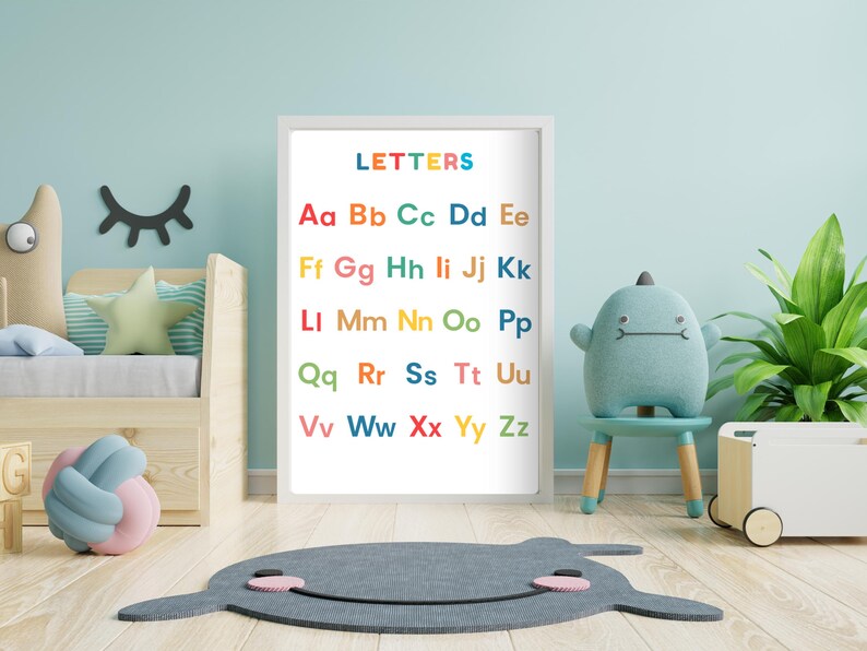 ABC Poster, Abcs Alphabet Wall Art, Boho Playroom Wall Decor, A-Z ...