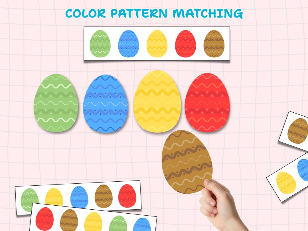 Easter Color Sequence Matching Printable, Egg Pattern Matching Game ...