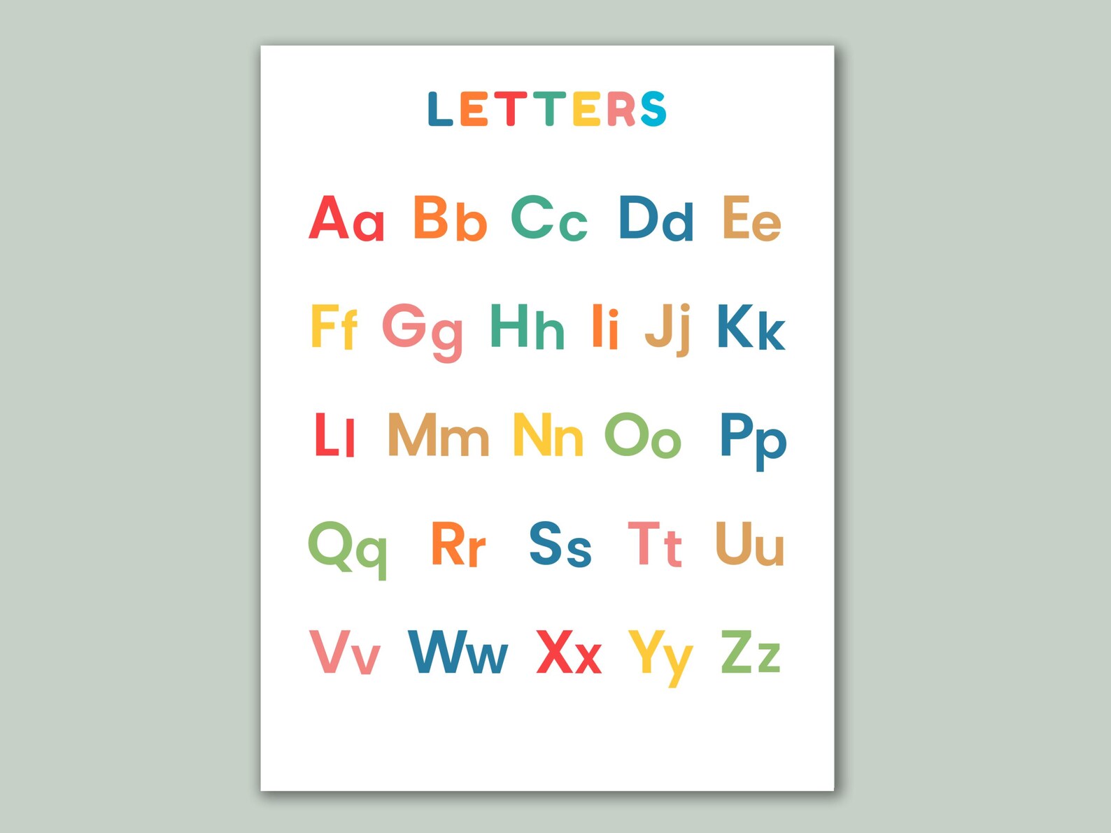 ABC Poster, Abcs Alphabet Wall Art, Boho Playroom Wall Decor, A-Z ...
