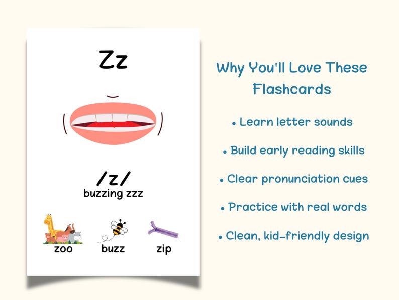 Alphabet Phonics Flashcards, Letter Sound Cards for Early Reading (PDF ...
