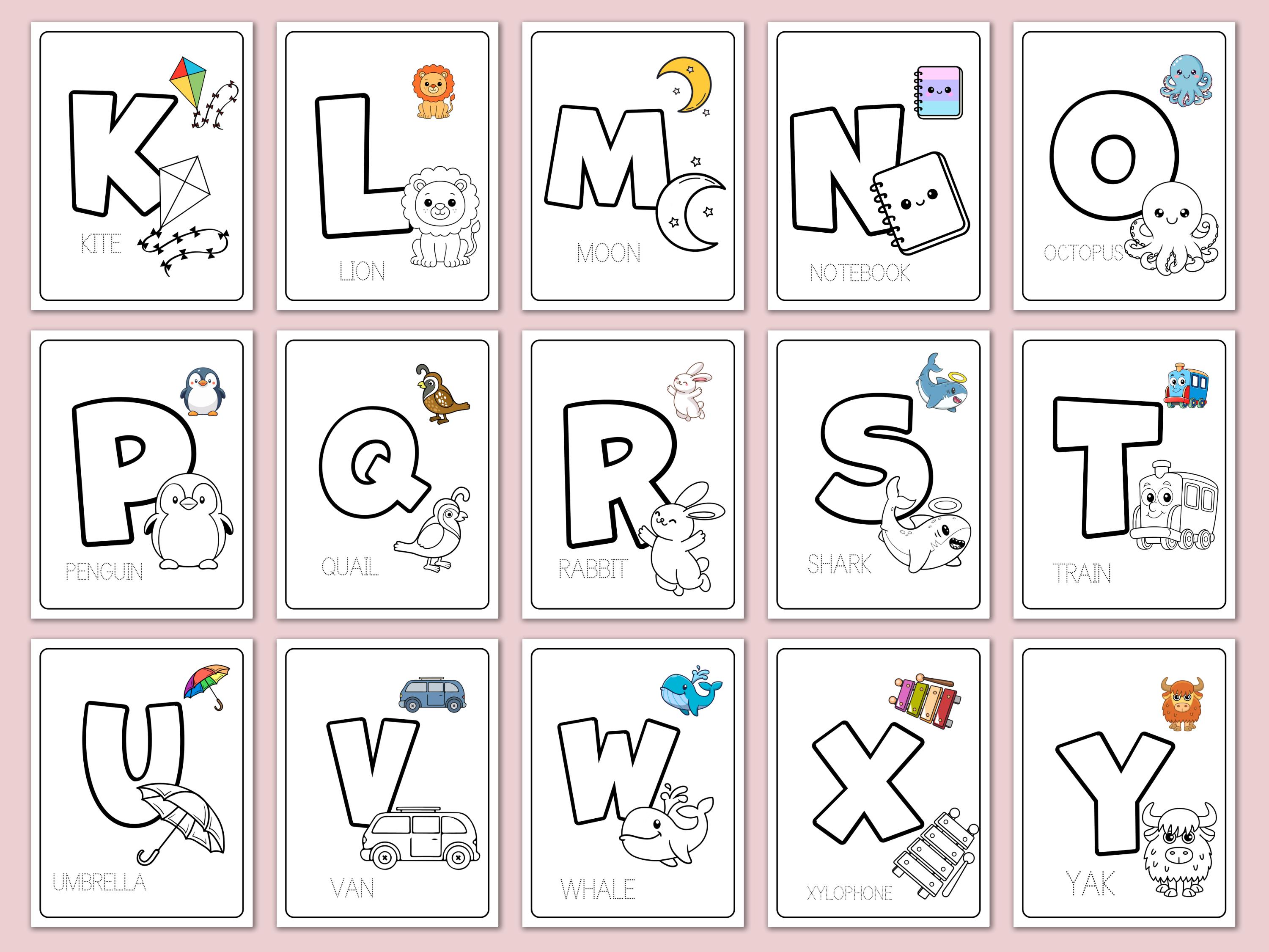 Alphabet & Numbers 1–20 Coloring Pages, ABC Learning Printable for Kids ...