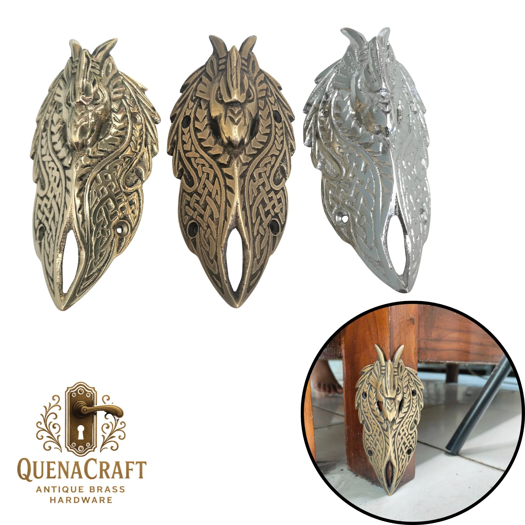 Set of Vintage Solid Brass Dragon Box Corner Protectors, Decorative ...